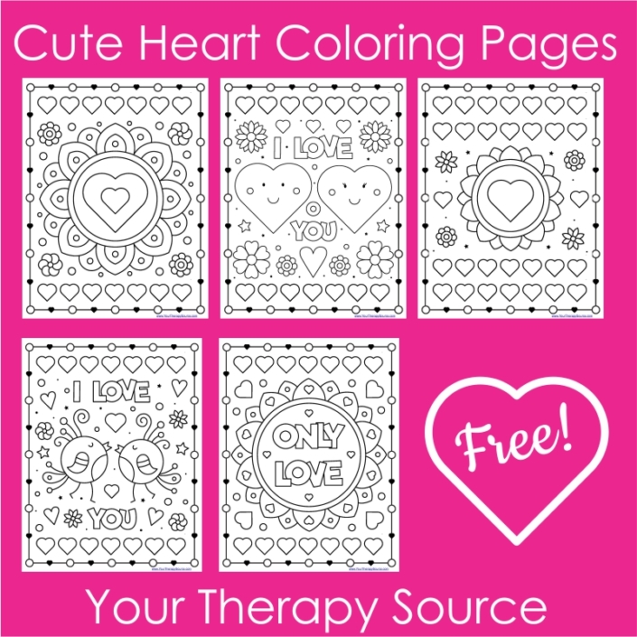 Cute Heart Coloring Pages - 5 free printables - Your Therapy Source