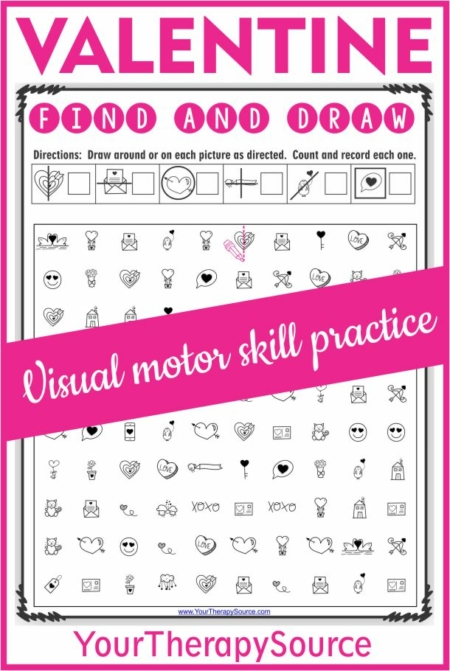 Valentine Visual Motor Packet - Find and Draw - Your Therapy Source