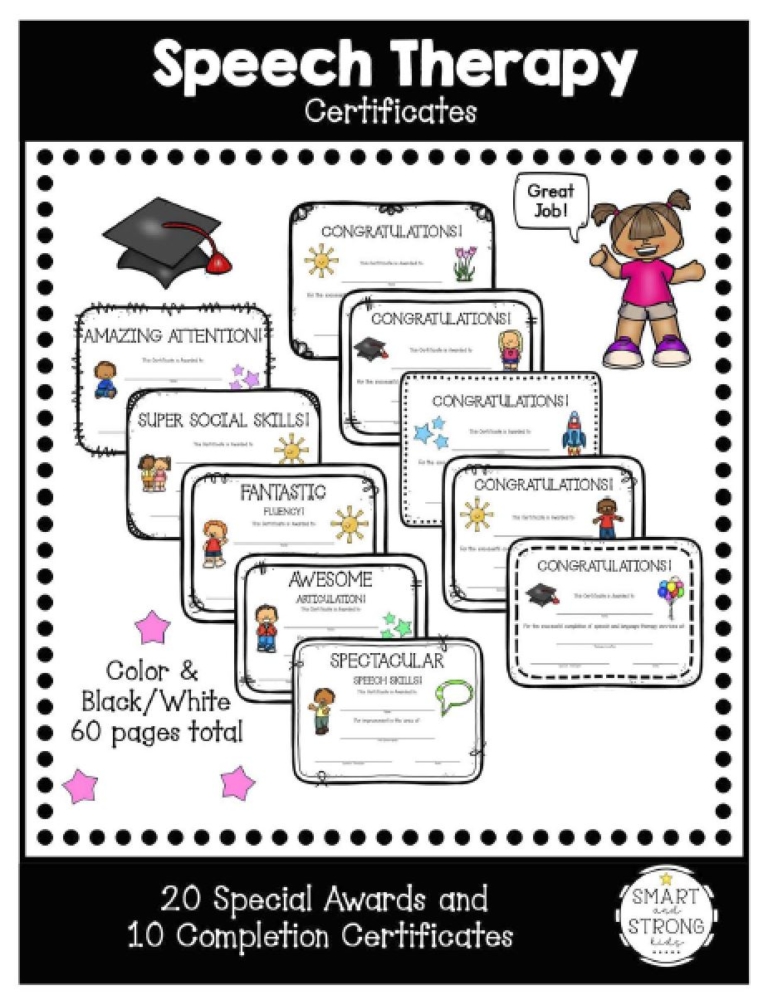 Speech Therapy Awards and Certificates for Children - Your Therapy Source