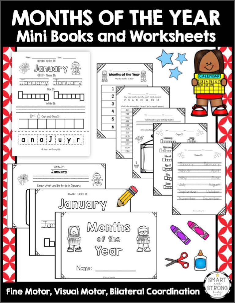 Months of the Year Worksheets PDF and Mini Books - Your Therapy Source