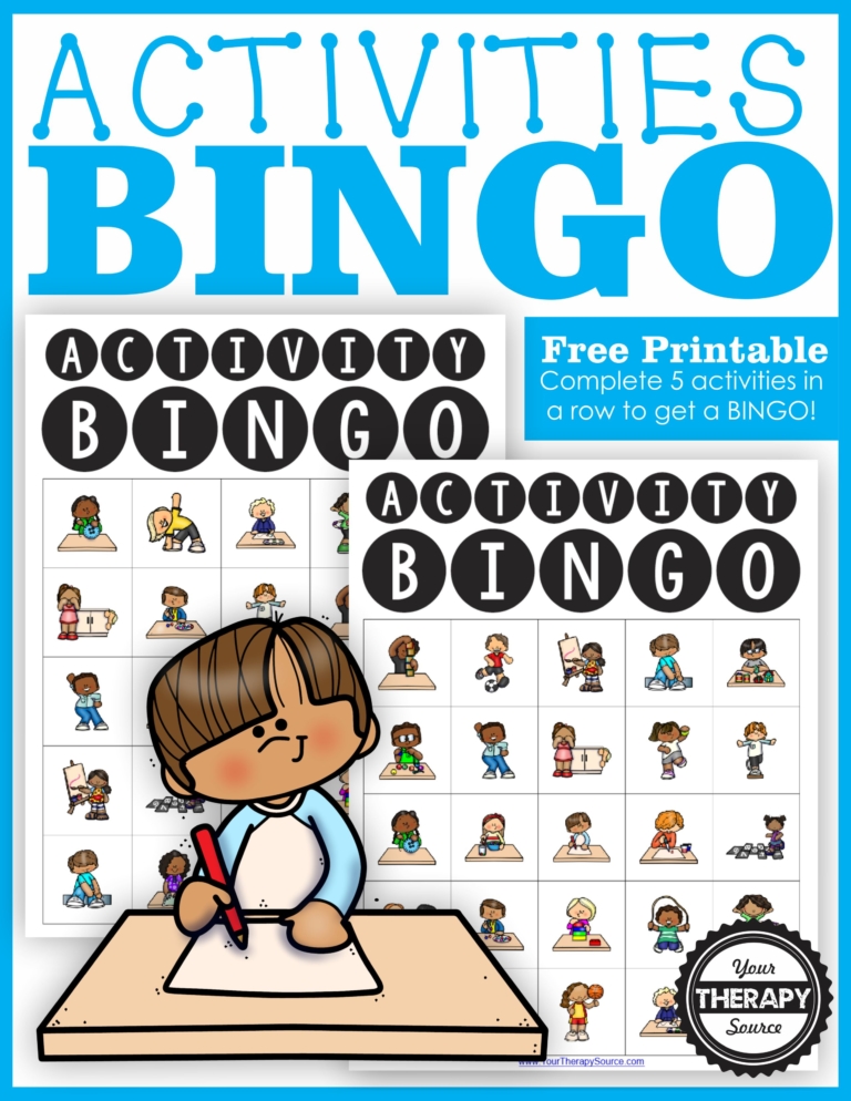 Activity Bingo - Free Printables - Your Therapy Source