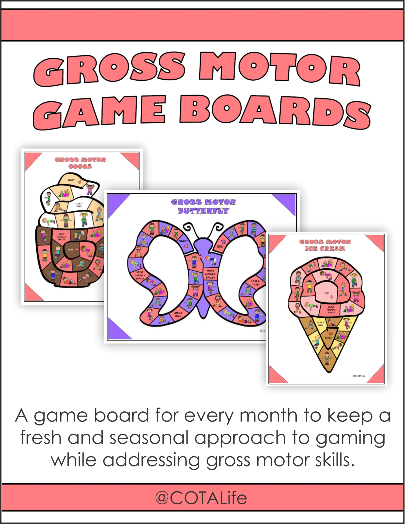 Gross Motor Game Boards - Your Therapy Source