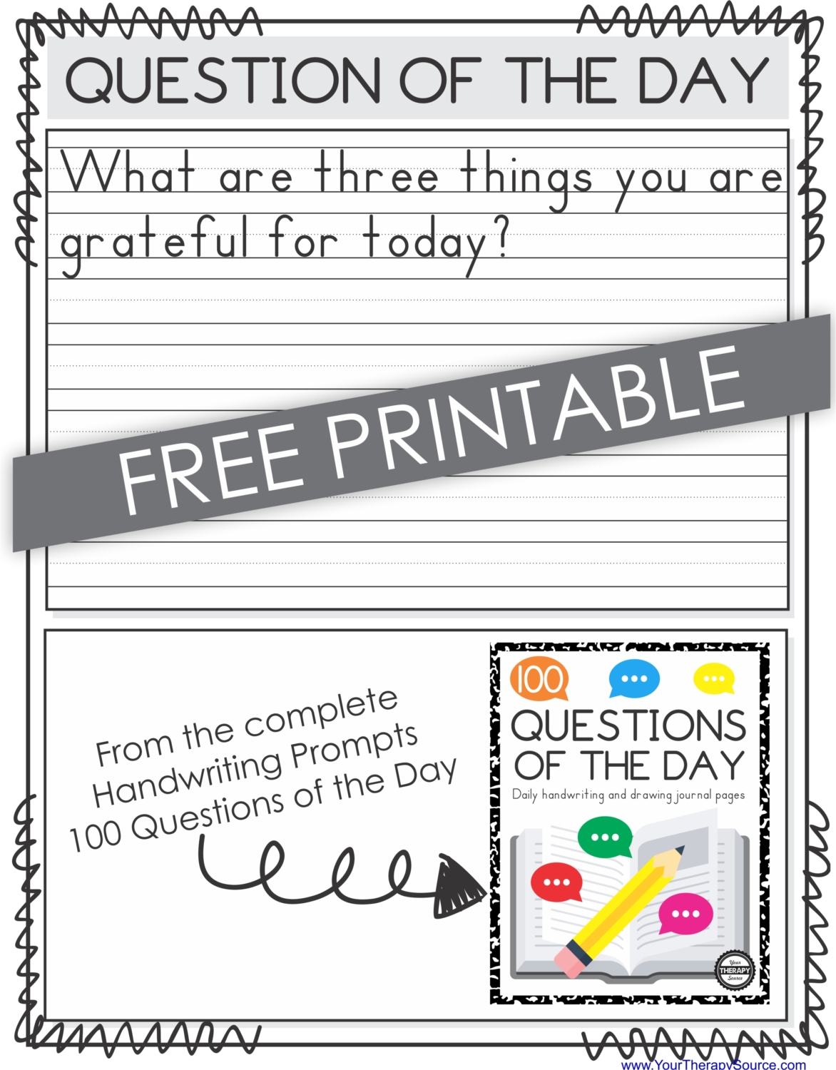 Gratitude Prompt - Free Handwriting Practice Printables - Your Therapy ...
