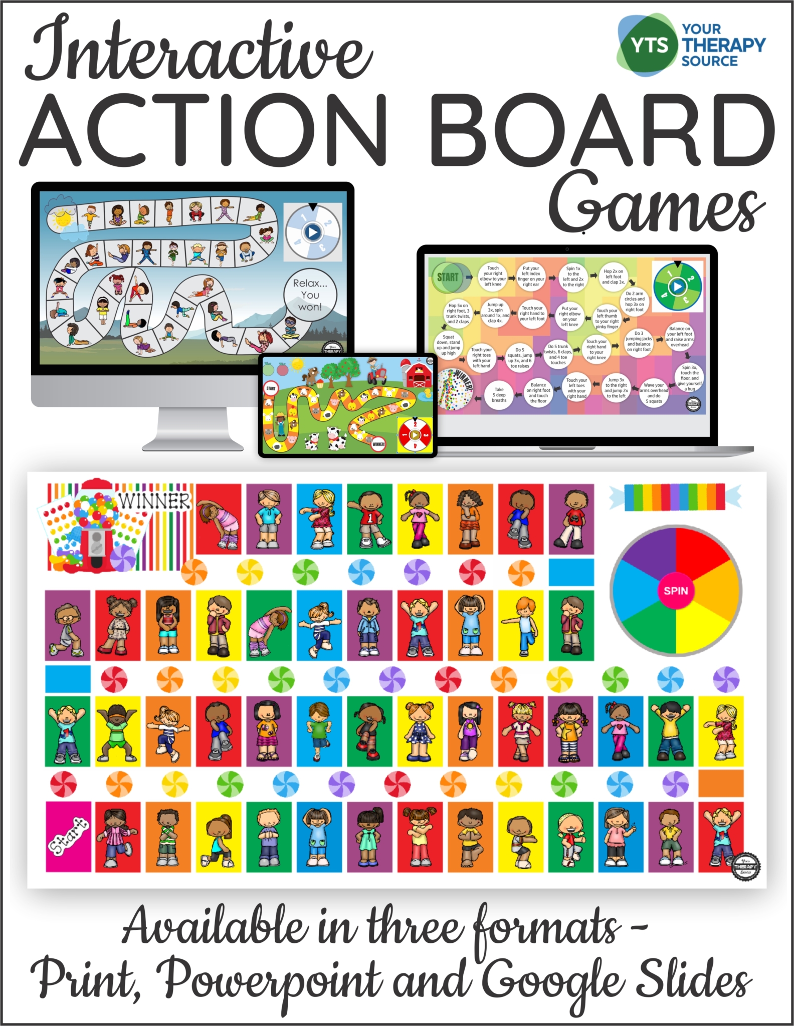 Action Board Games - Interactive with Powerpoint, Google Slides and ...
