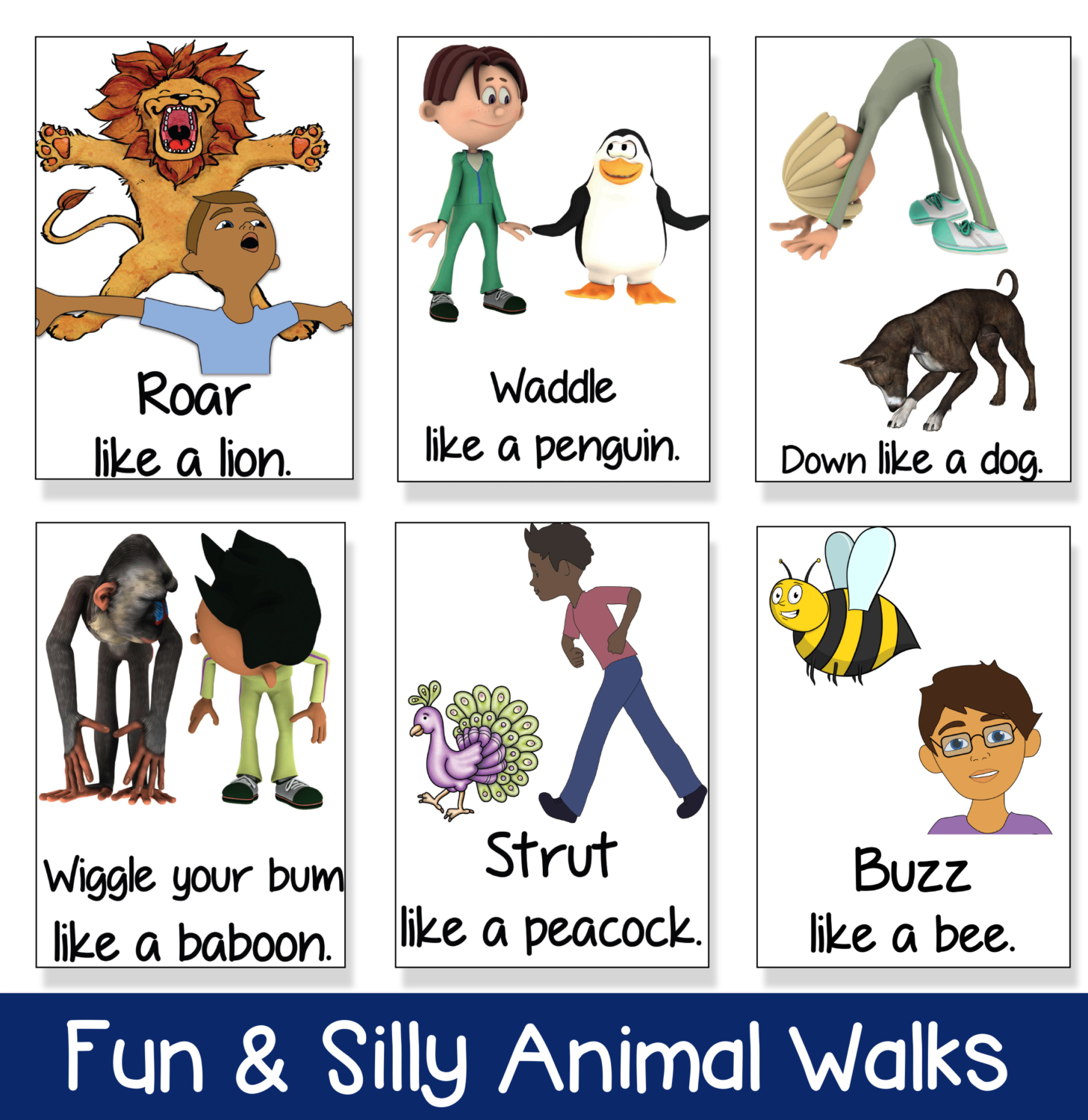 INTERACTIVE Brain Breaks Animal Walks for Google Slides™️ Distance ...