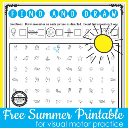 Free Summer Worksheet for Visual Motor Skills - Your Therapy Source