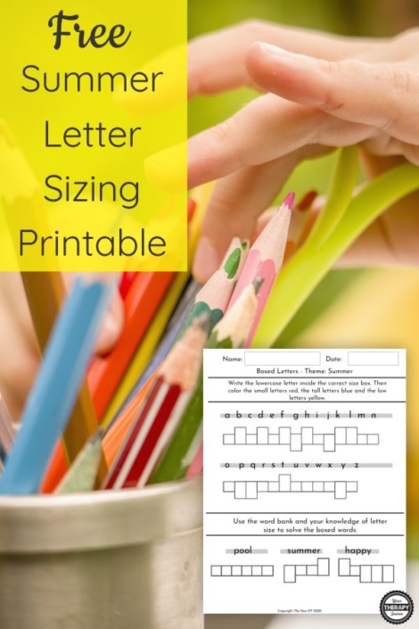 Summer Letter Sizing Free Printable - Your Therapy Source