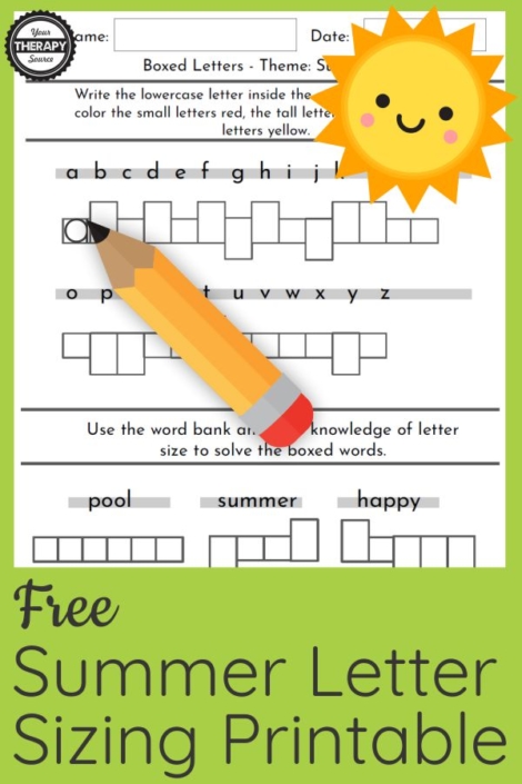 Boxed Letter Worksheets - Themed Letter Sizing Activities - Your ...