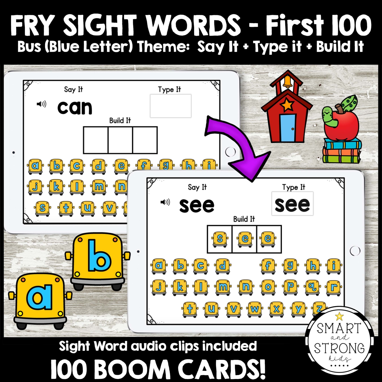 Back to School Fry Words Boom Cards - Say It, Type It, Build It - Your ...