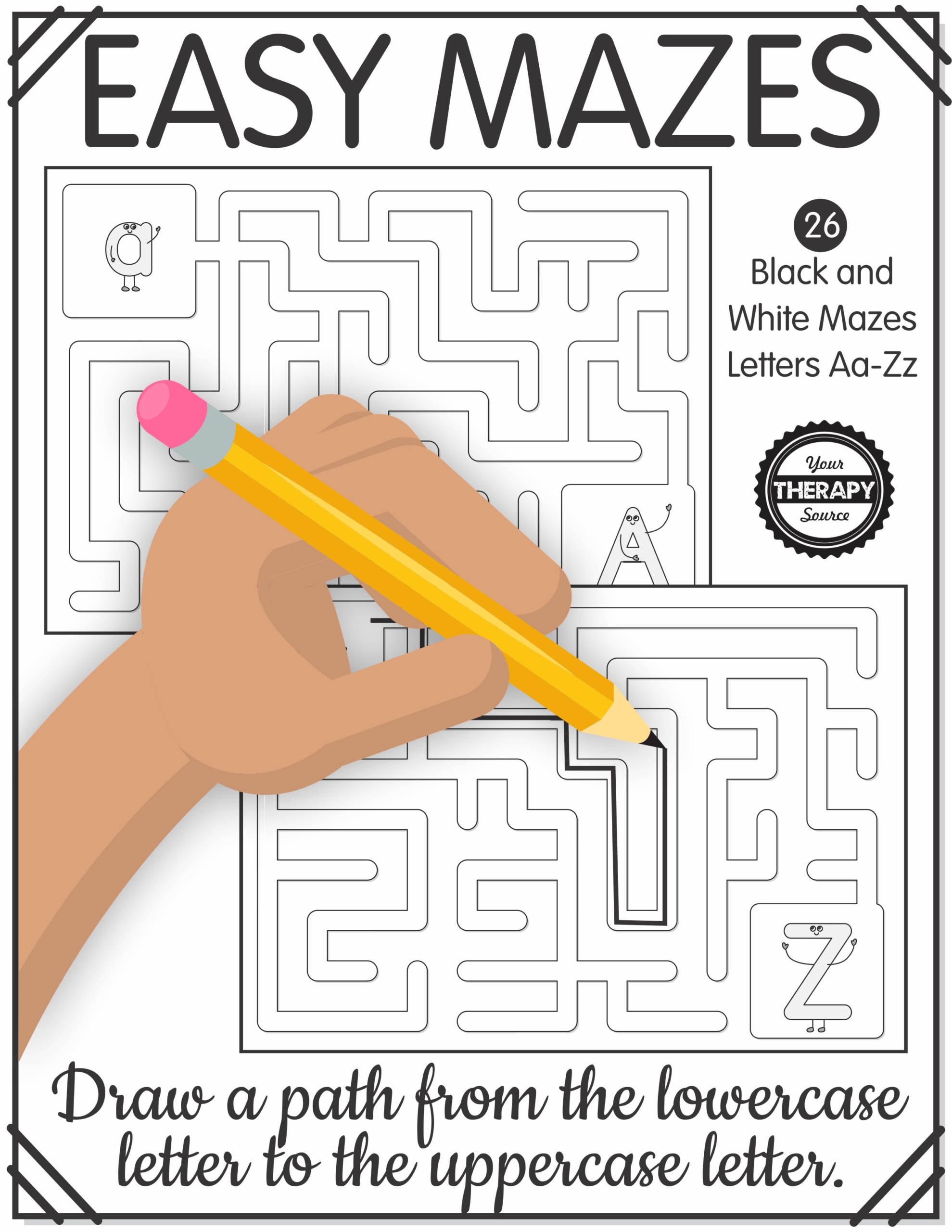 Printable Easy Mazes Letters A To Z Your Therapy Source