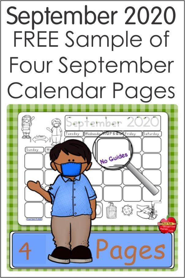 September 2020 FREE Student Calendars - Your Therapy Source