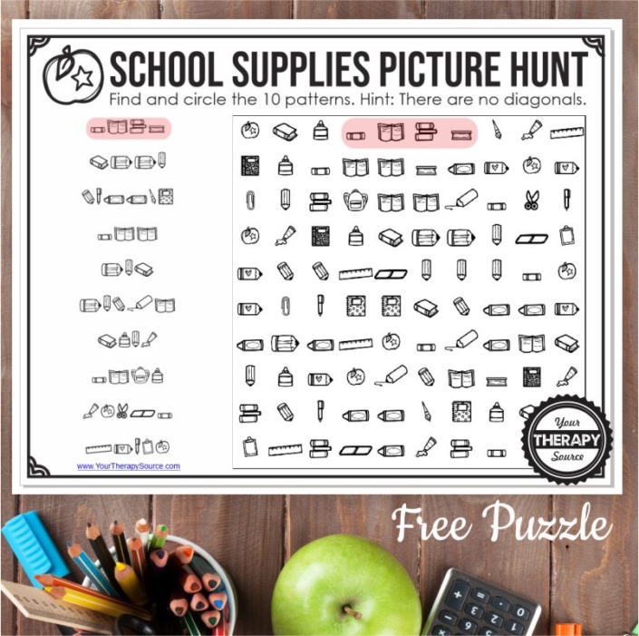 School Picture Puzzle - Free Printable - Your Therapy Source