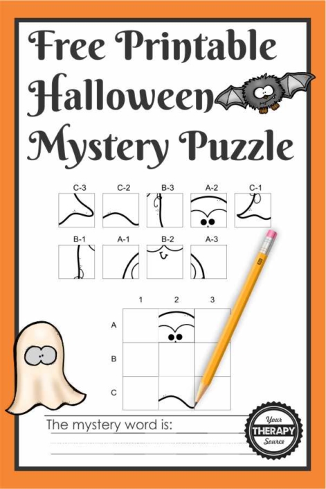 Halloween Puzzle to Print - Free! - Your Therapy Source
