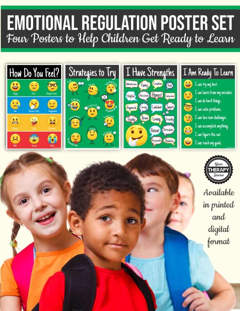 Emotional Regulation Skills PRINTED Posters - Your Therapy Source