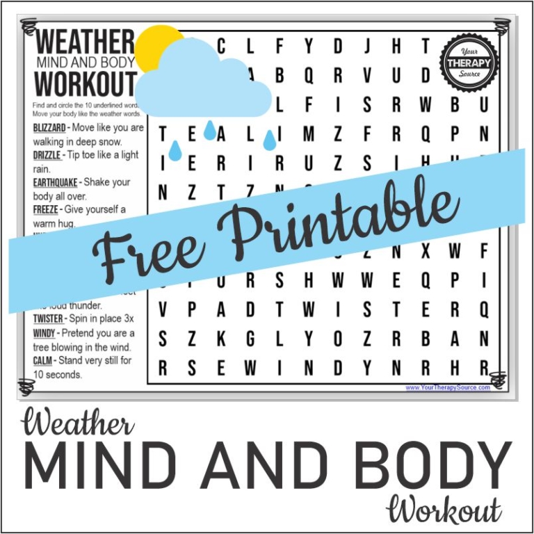 Weather Word Search Puzzle - Mind and Body Workout - Your Therapy Source