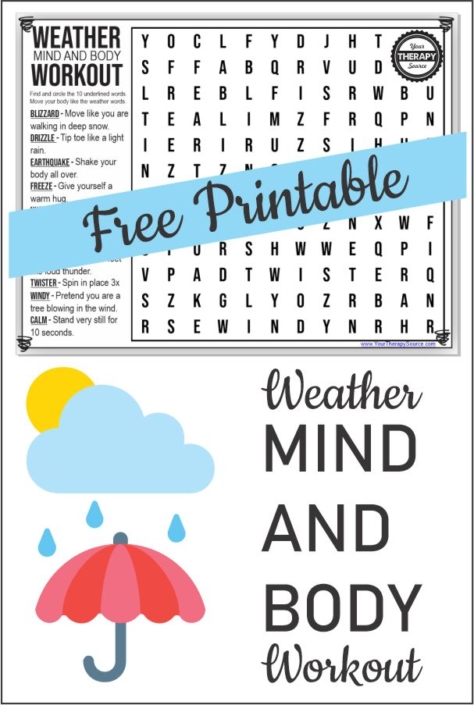 Weather Word Search Puzzle - Mind and Body Workout - Your Therapy Source