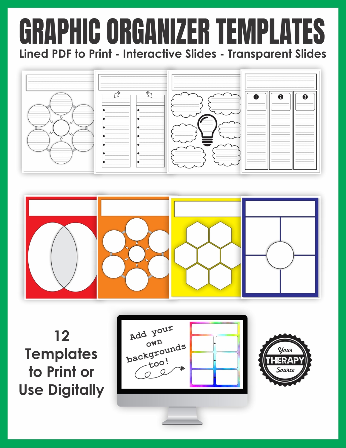 Graphic Organizer Templates Print And Digital Your Therapy Source