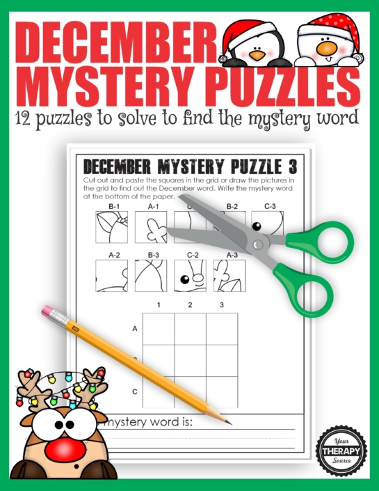 December Cut and Paste - FREE PDF - Your Therapy Source