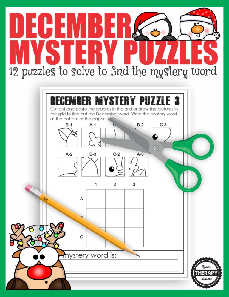 December Puzzles Printable Packet - Your Therapy Source