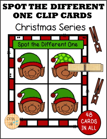 Spot the Difference Christmas Clip Cards - Your Therapy Source