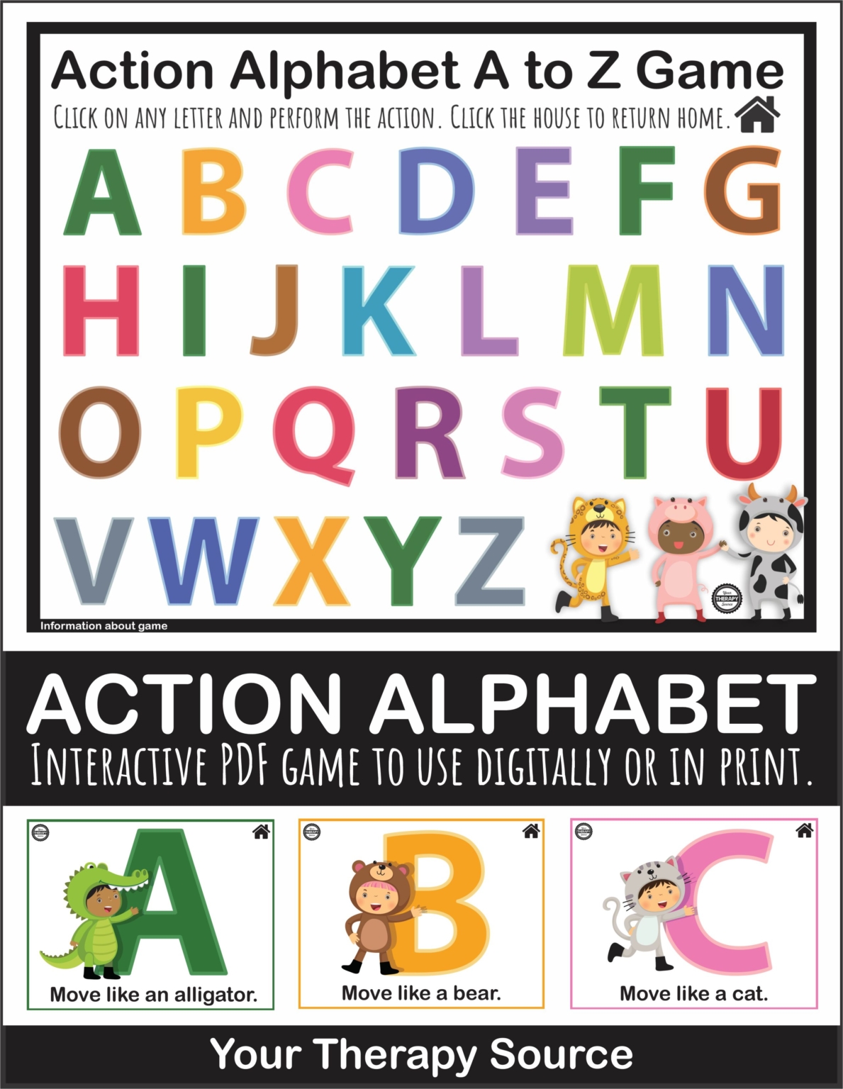 A to Z Action Words - Free Printable - Your Therapy Source