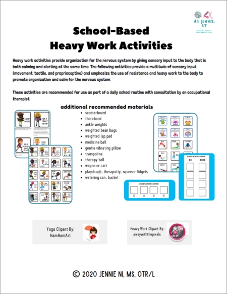 Heavy Work Sensory Activities Packet - Your Therapy Source