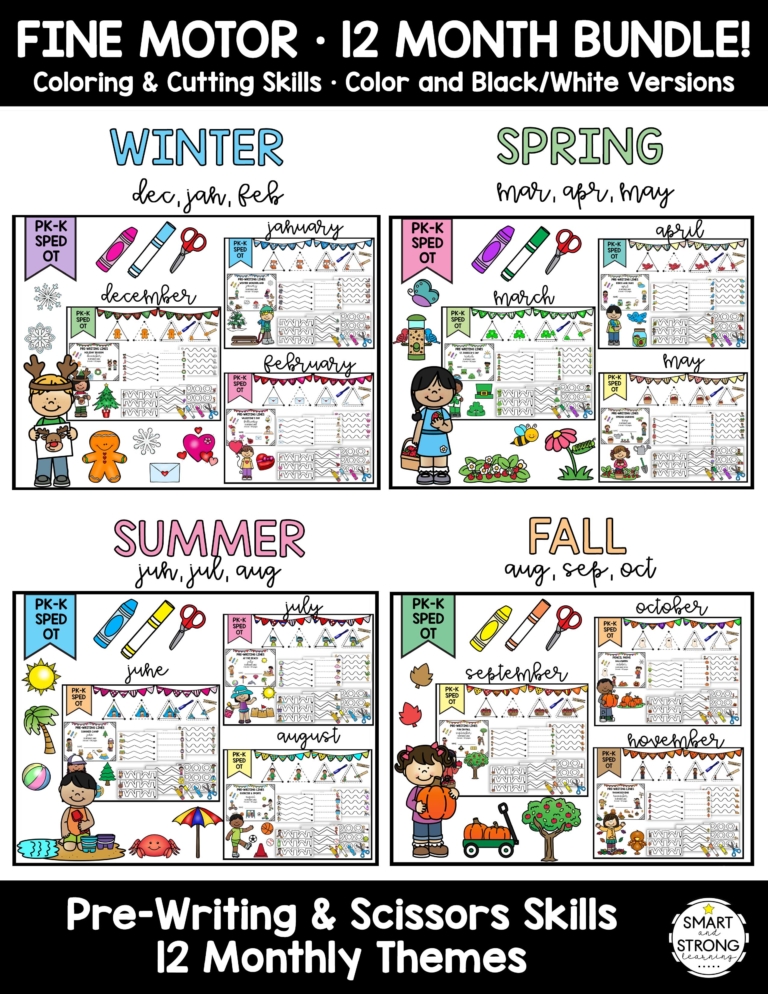 Prewriting and Scissor Skills 12 Month Bundle - Your Therapy Source