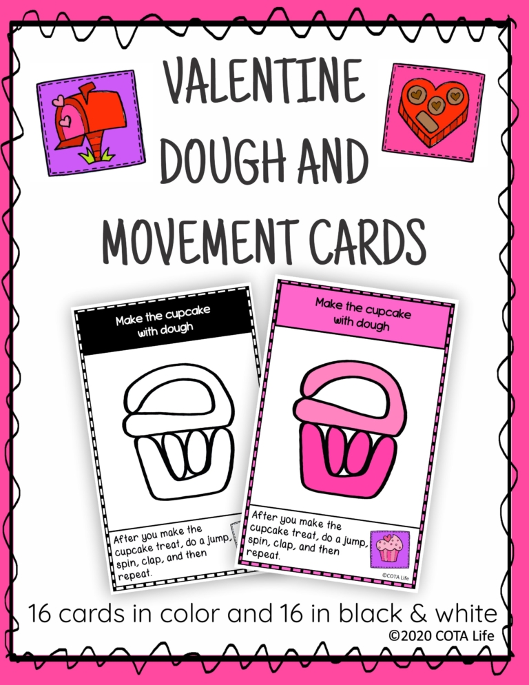 Valentine Play Dough and Movement Cards - Your Therapy Source