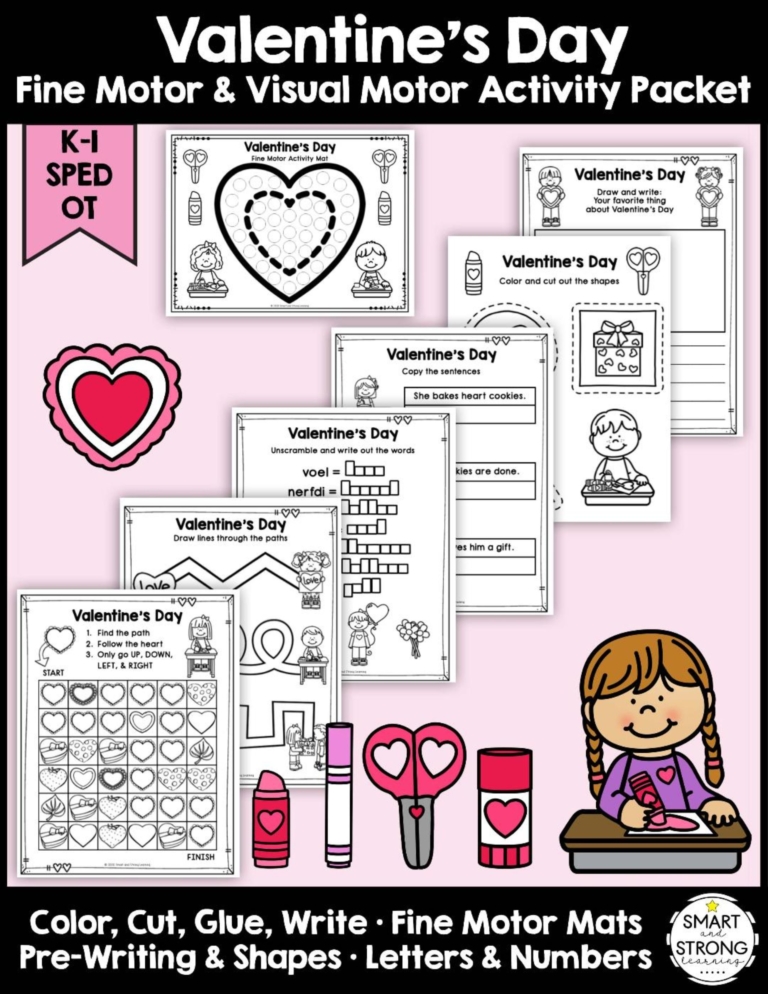Valentine Fine Motor and Visual Motor Activity Packet - Your Therapy Source