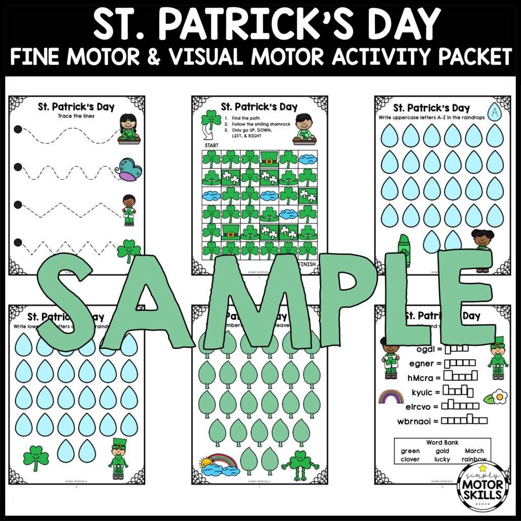 St. Patrick's Day Fine Motor Activity Packet - Color, Write, Cut, Glue ...