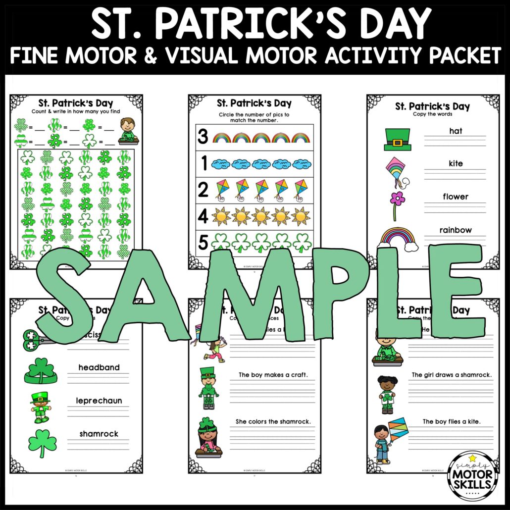 St. Patrick's Day Fine Motor Activity Packet - Color, Write, Cut, Glue ...