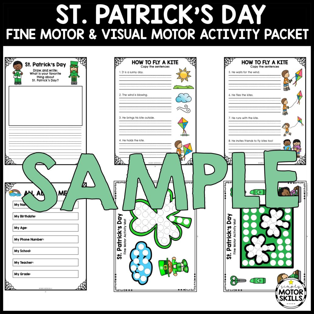 St. Patrick's Day Fine Motor Activity Packet - Color, Write, Cut, Glue ...