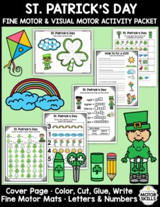St. Patrick's Day Fine Motor Activity Packet - Color, Write, Cut, Glue ...