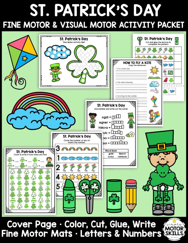 St. Patrick's Day Fine Motor Activity Packet - Color, Write, Cut, Glue ...