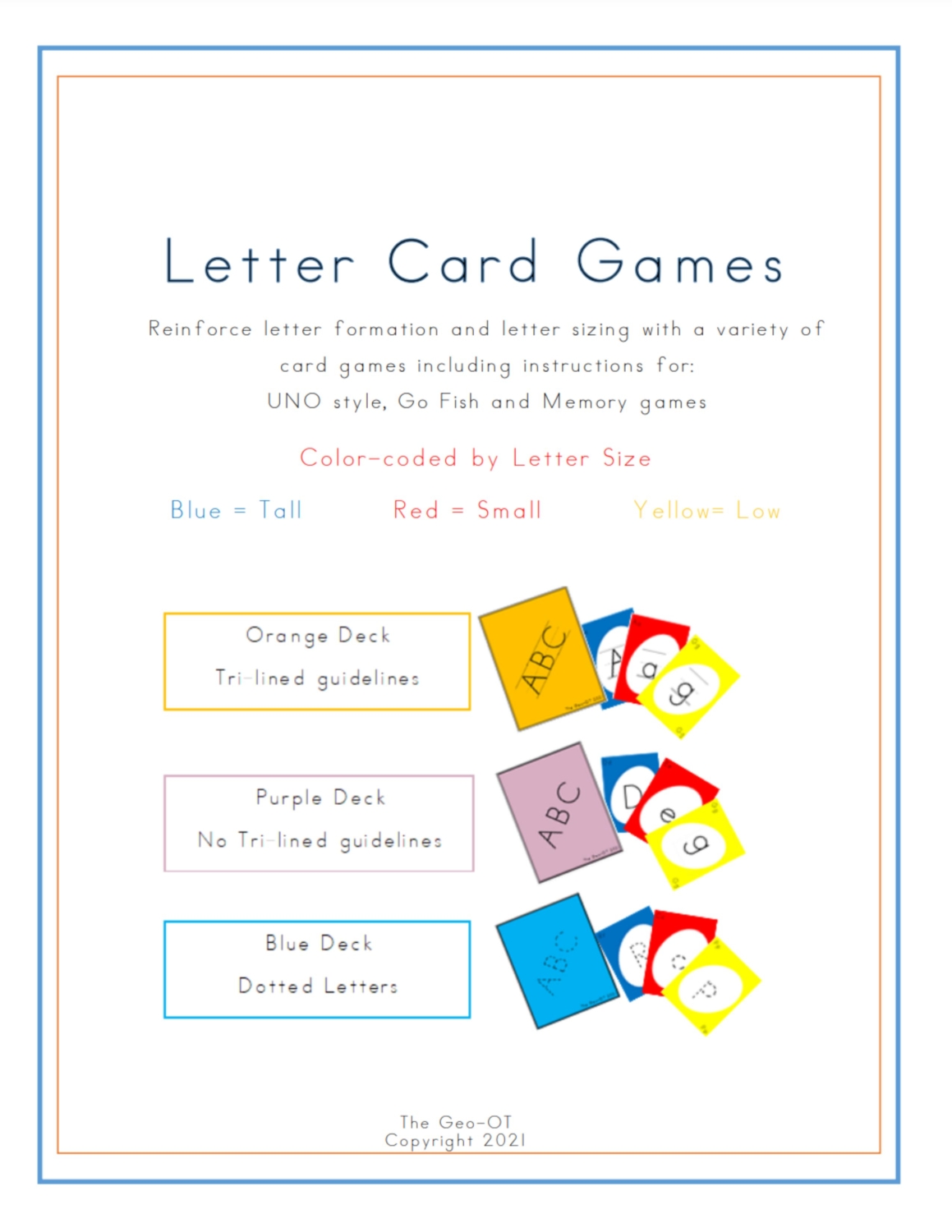 Letter Card Games - Your Therapy Source