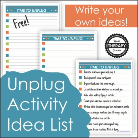 Unplug Day Activity Ideas - Your Therapy Source