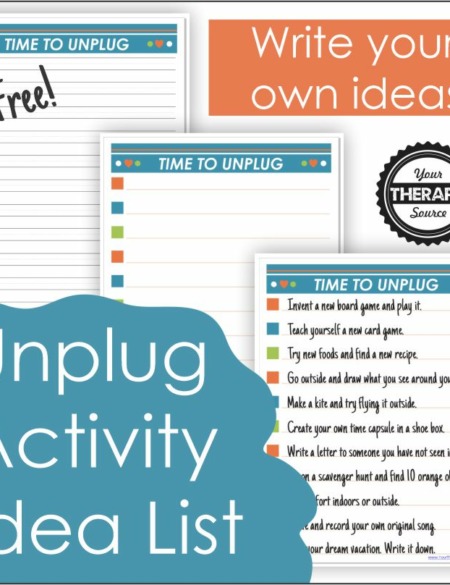 Unplug Day Activity Ideas - Your Therapy Source