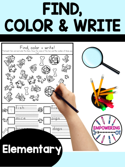 Find, Color, and Write - Your Therapy Source