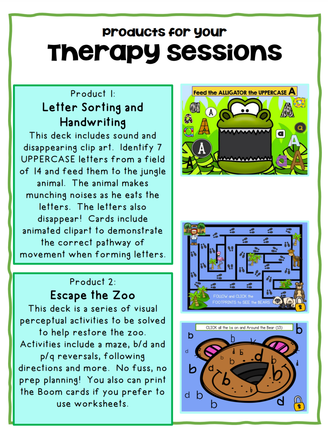 Zoo Letters Boom Card Decks - Your Therapy Source