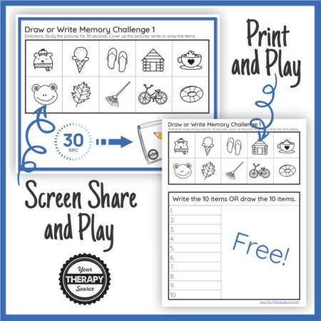Writing, Drawing, and Memory Freebie - Your Therapy Source