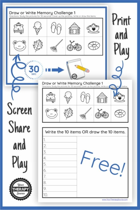 Writing, Drawing, and Memory Freebie - Your Therapy Source