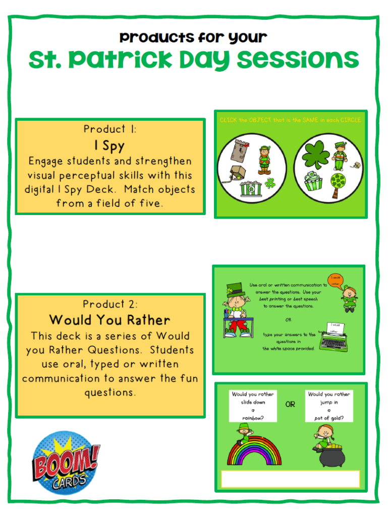 St. Patrick's Day Boom Cards ™ - Your Therapy Source