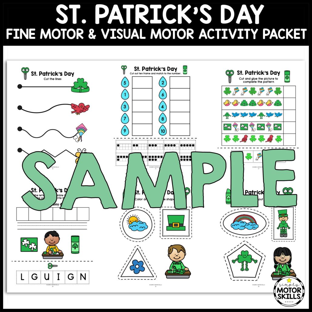 St. Patrick's Day Fine Motor Activity Packet - Color, Write, Cut, Glue ...
