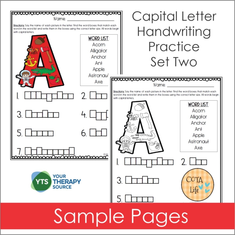 Capital Letter Handwriting Practice Set Two - Your Therapy Source