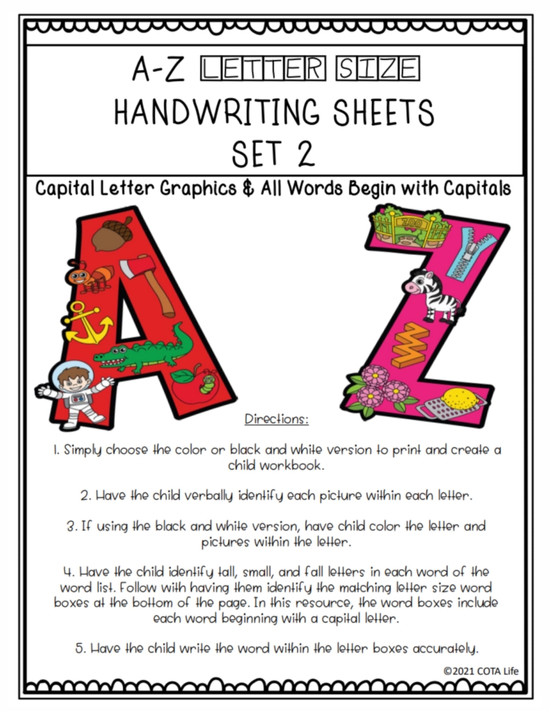 Capital Letter Handwriting Practice Set Two - Your Therapy Source