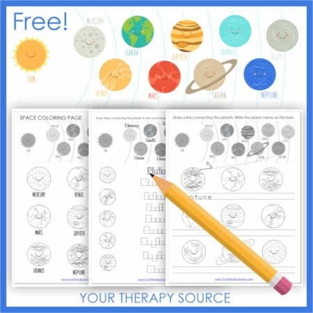 Space Printables - Free Handwriting Practice Pages - Your Therapy Source