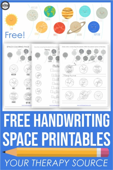 Space Printables - Free Handwriting Practice Pages - Your Therapy Source
