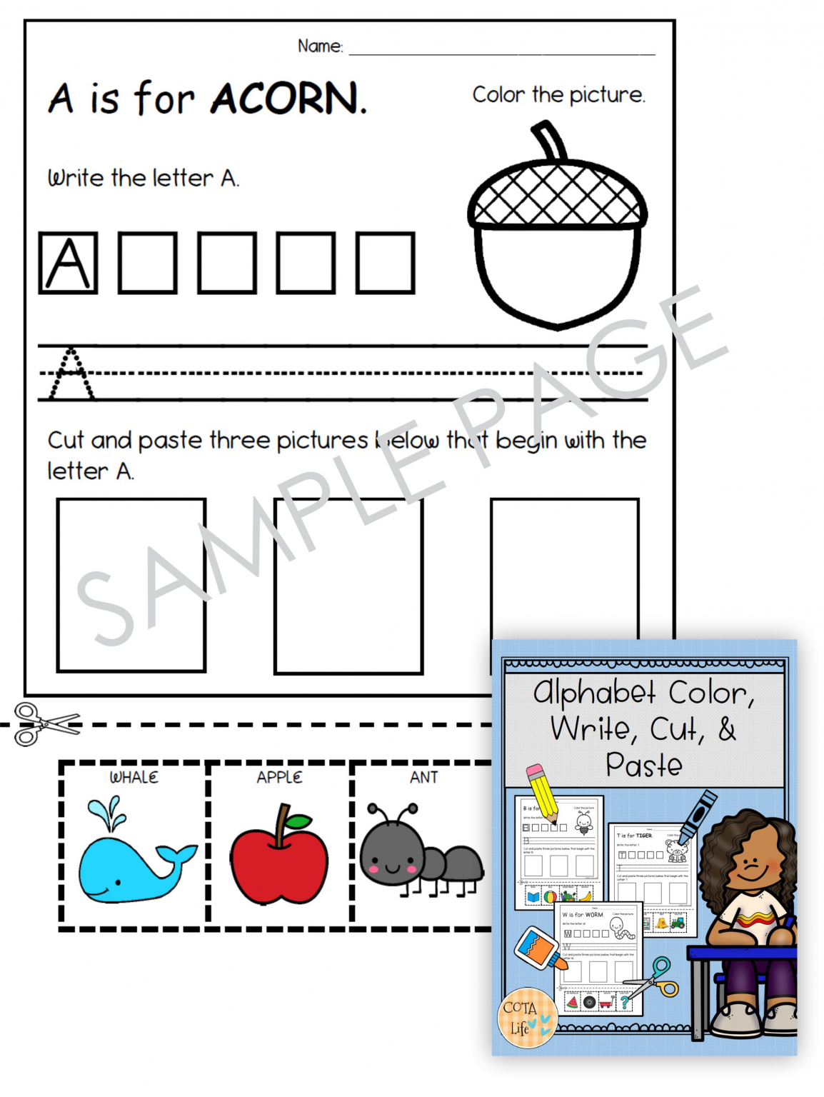 Alphabet Color Write Cut and Paste - Your Therapy Source