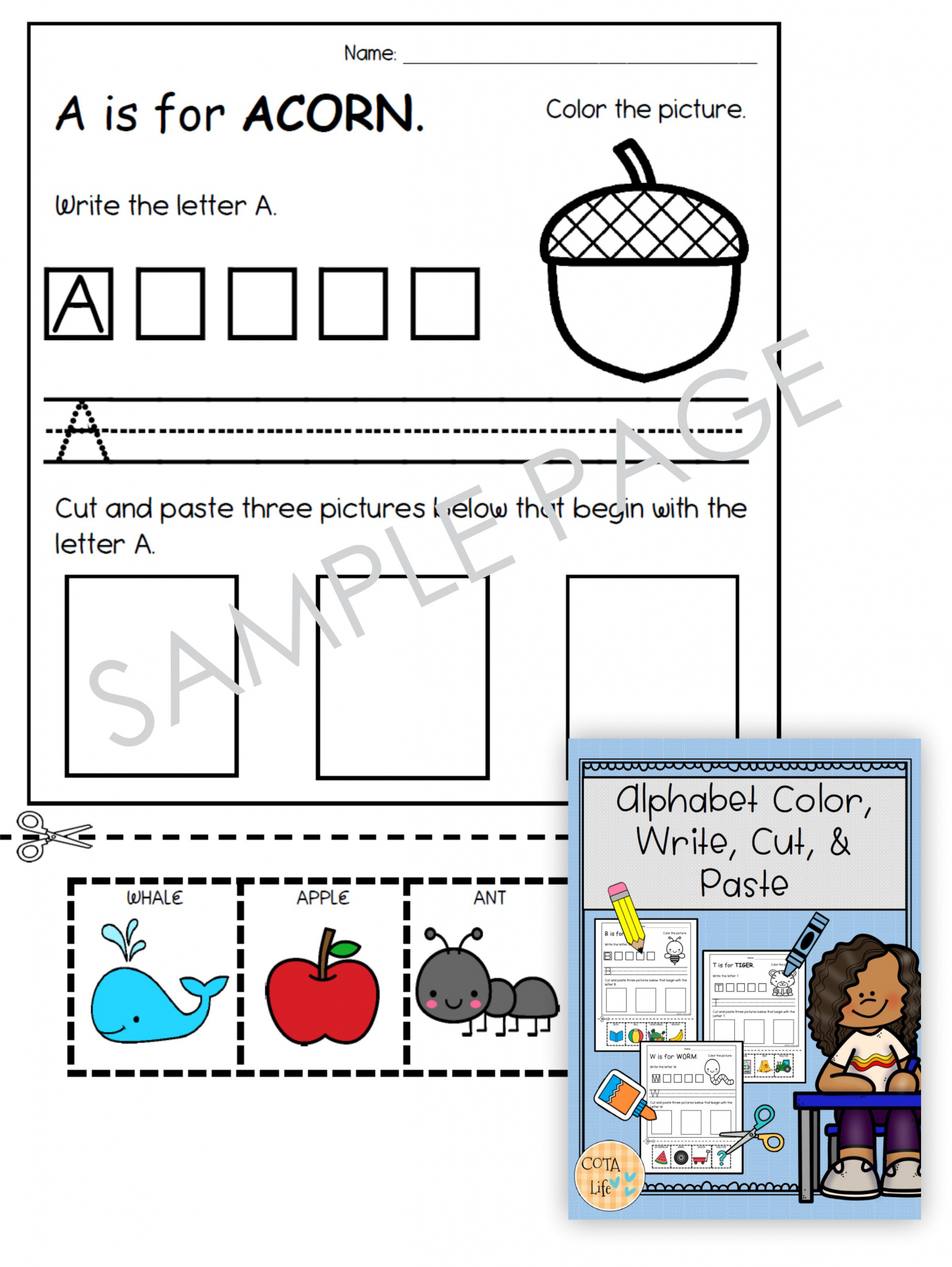 Alphabet Color Write Cut and Paste - Your Therapy Source