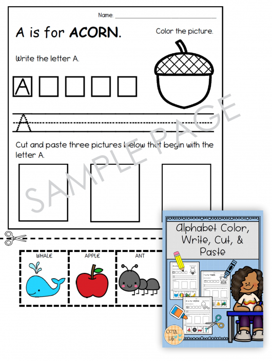 Alphabet Color Write Cut and Paste - Your Therapy Source